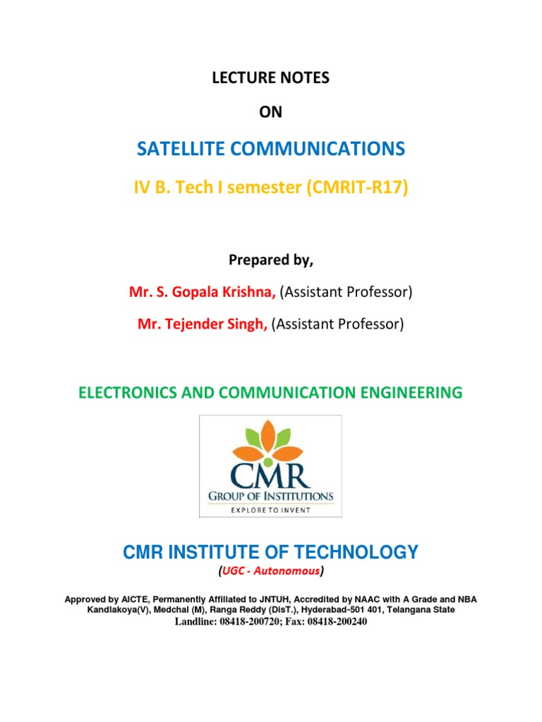 Satellite Communication Notes Unit (1 To 3) | PDF | Communications ...