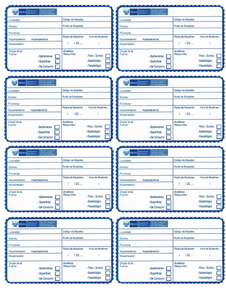 Rótulos para La Toma de Muestras de Agua - DESA | PDF