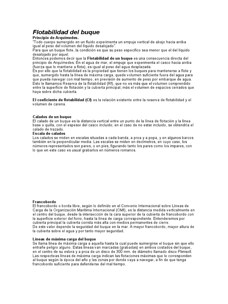 Flotabilidad Del Buque | PDF | Buques | Embarcación