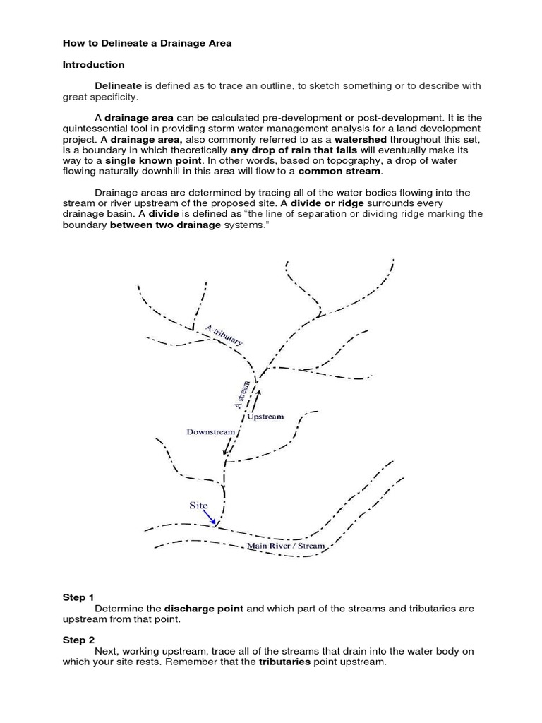 Delineating a Drainage Area Guide | PDF | Drainage Basin | Stream