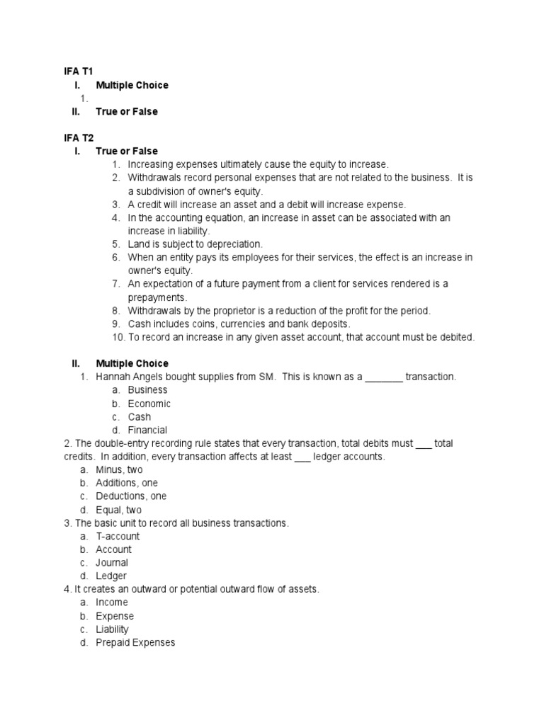 Compilation of IFA Questions | PDF | Debits And Credits | Deferral