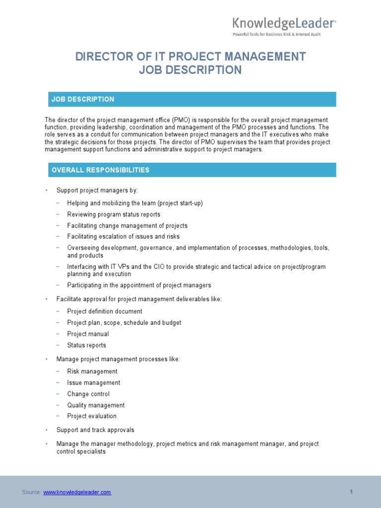 IT PMO Director Job Description | PDF | Project Management | Business