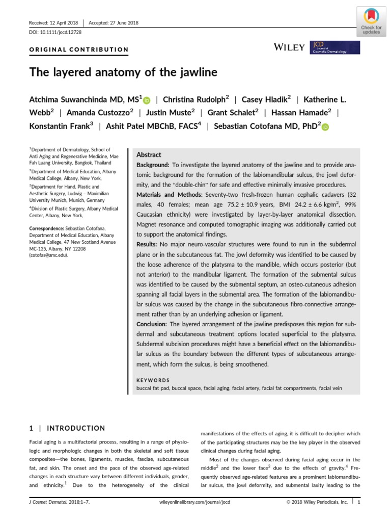 The Layered Anatomy of The Jawline | PDF | Adipose Tissue | Anatomy