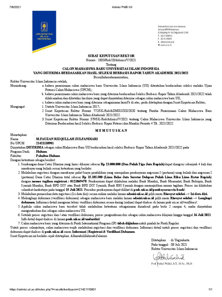 Admisi PMB UII - Compressed | PDF | Karier & Perkembangan | Pengelolaan ...