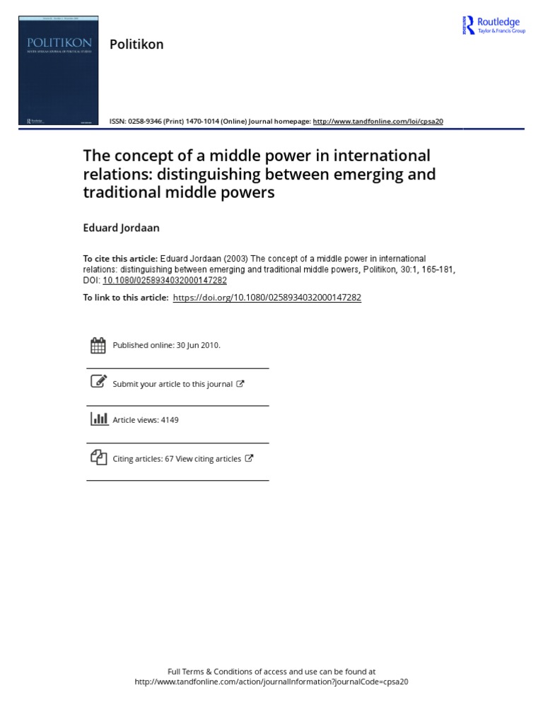 The Concept of A Middle Power in International Relations ...