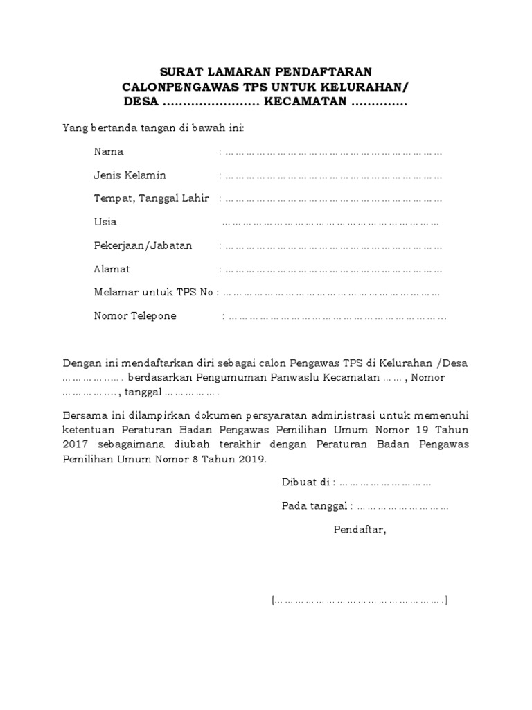 Form Pendaftaran PTPS | PDF