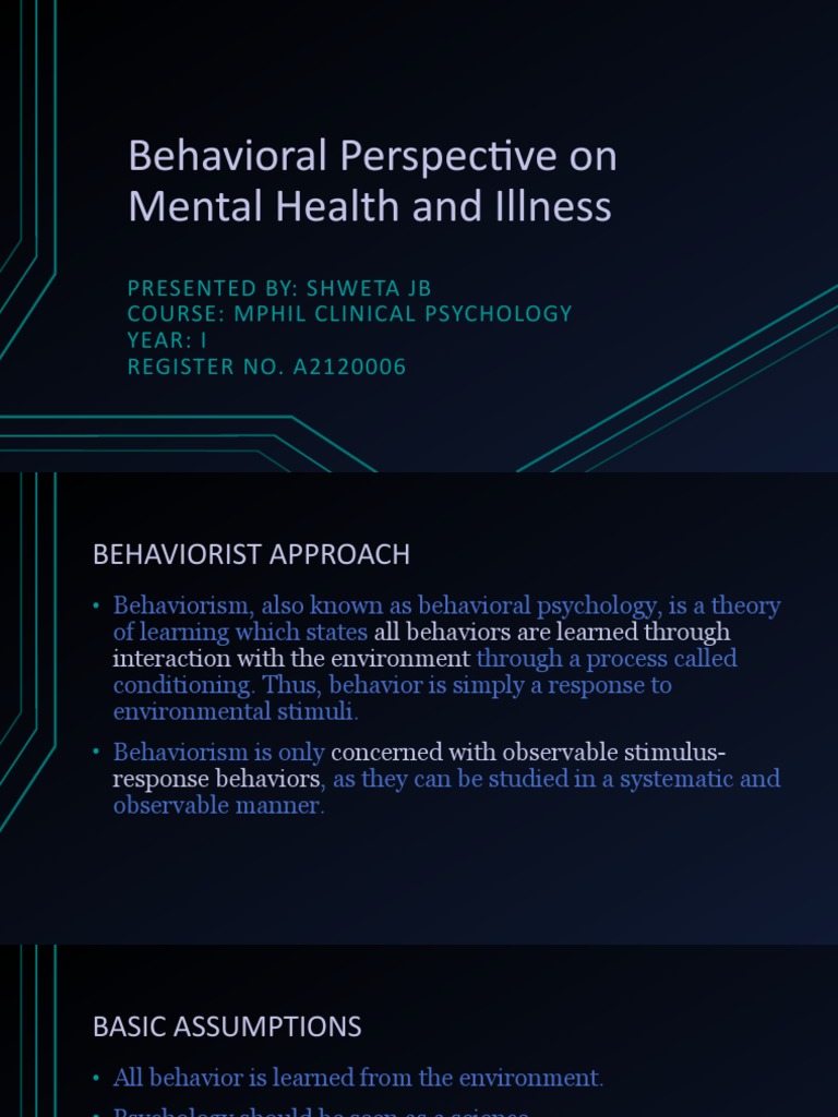 Behavioral Perspective On Mental Health and Illness | PDF | Behaviorism ...