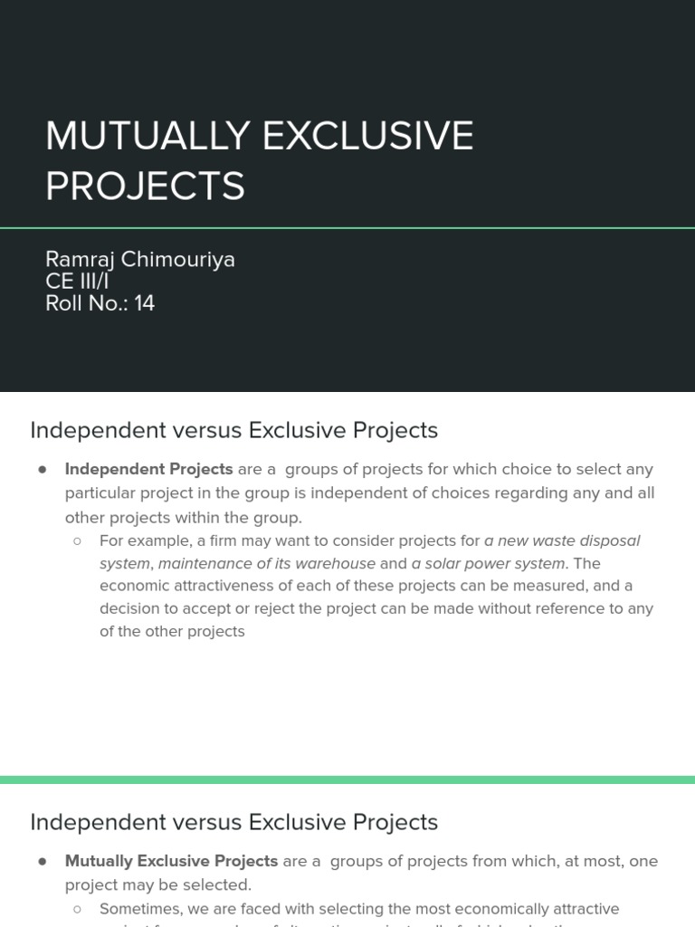 Understanding Mutually Exclusive Projects | PDF | Internal Rate Of ...