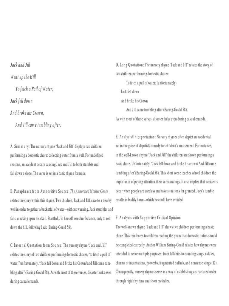 Jack and Jill Went Up The Hill To Fetch A Pail of Water Jack Fell Down ...