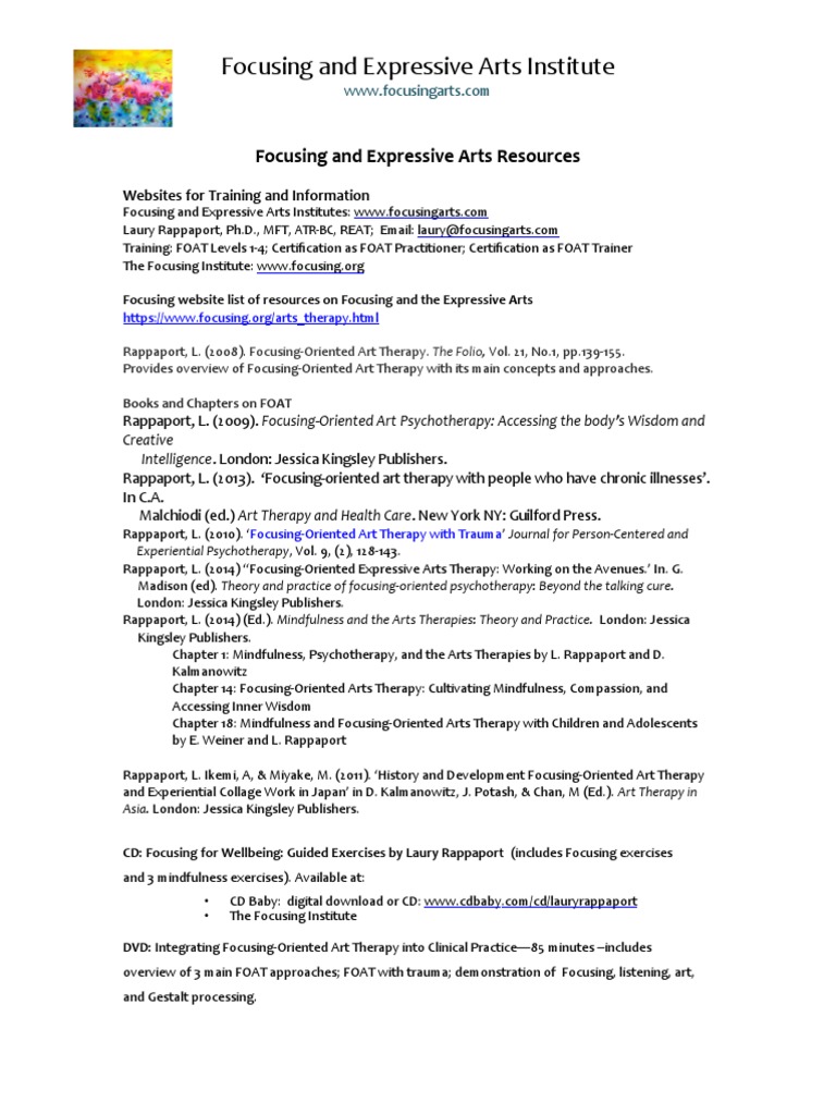 FOAT Readings and Resources | PDF | Psychotherapy | Art Therapy