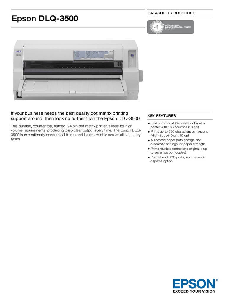 Epson DLQ 3500 Datasheet | PDF | Printer (Computing) | Computer Science