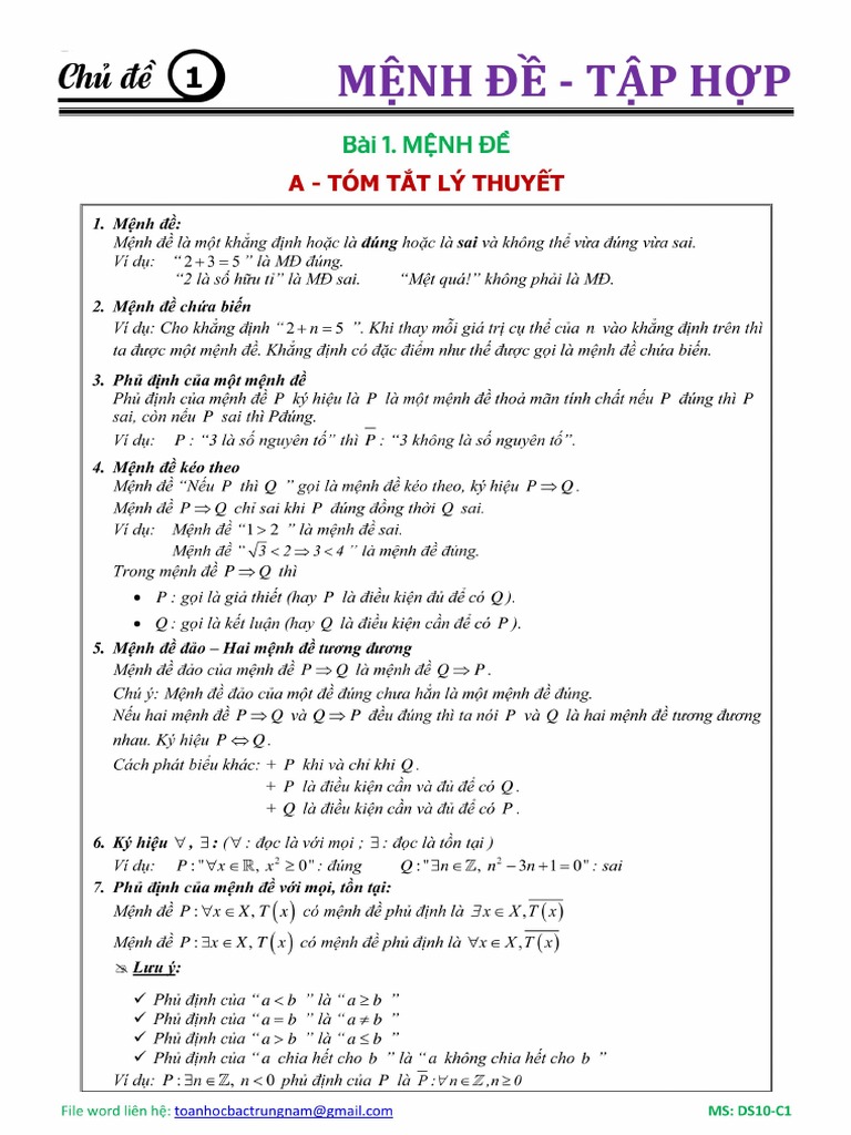 Bai Tap Chuyen de Menh de Va Tap Hop | PDF