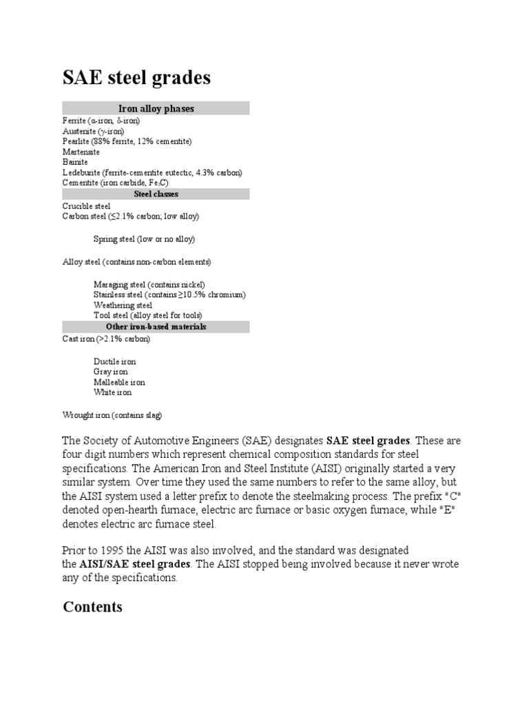 Sae Grade Steels | PDF | Steel | Stainless Steel