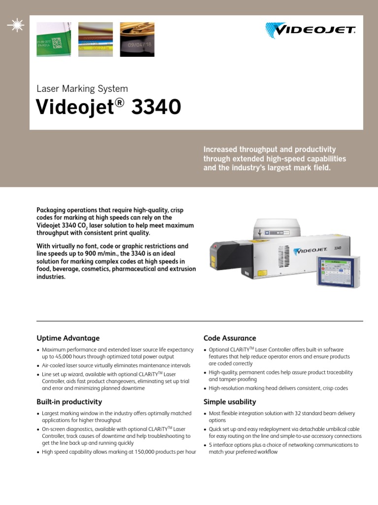 Videojet 3340: Laser Marking System | PDF | Laser | Computing