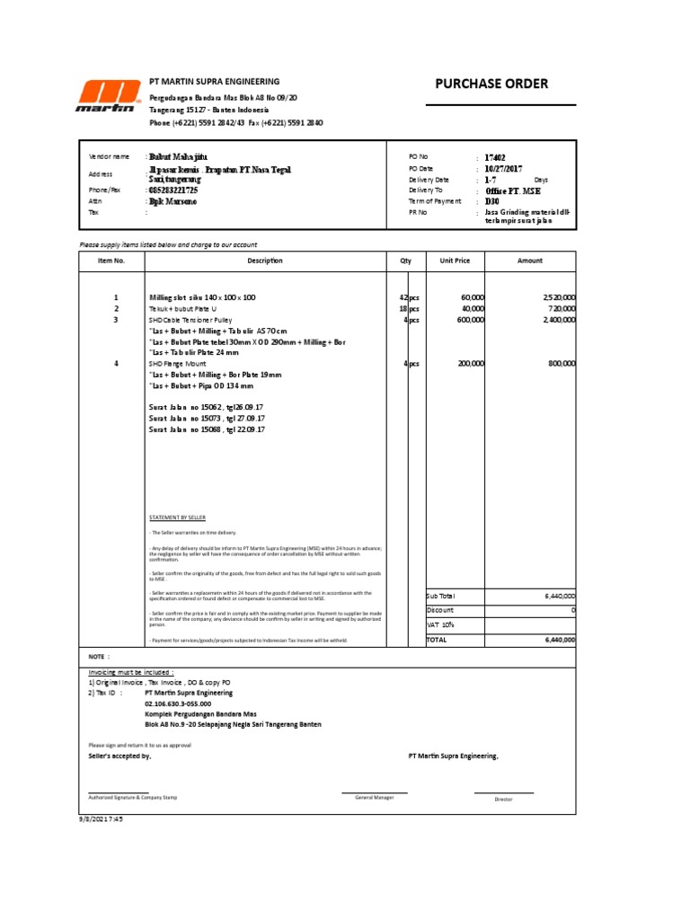 TEMPLATE PO 1.xlsx Maha Jitu | PDF | Invoice | Economies