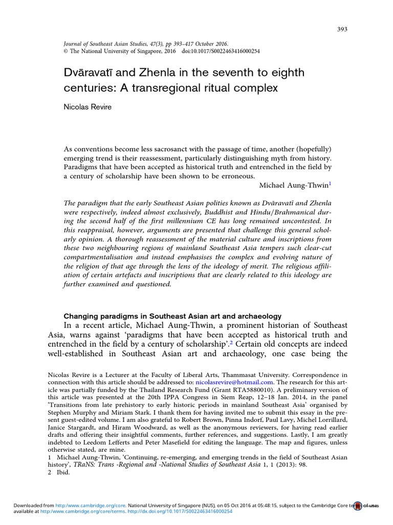 Dvaravati and Zhenla in The Seventh To e | PDF | Thailand | Southeast Asia