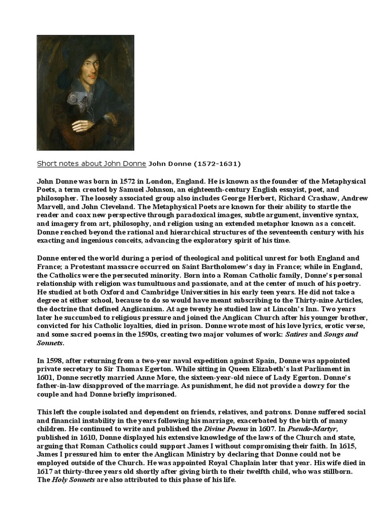 Short Notes About John Donne | PDF