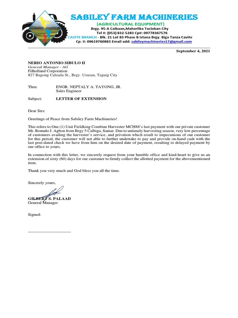 Letter of Extension | PDF