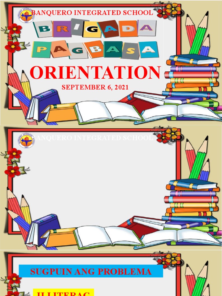 Summary of the Brigada Pagbasa Program Orientation at Banquero Integrated School | PDF | Human ...