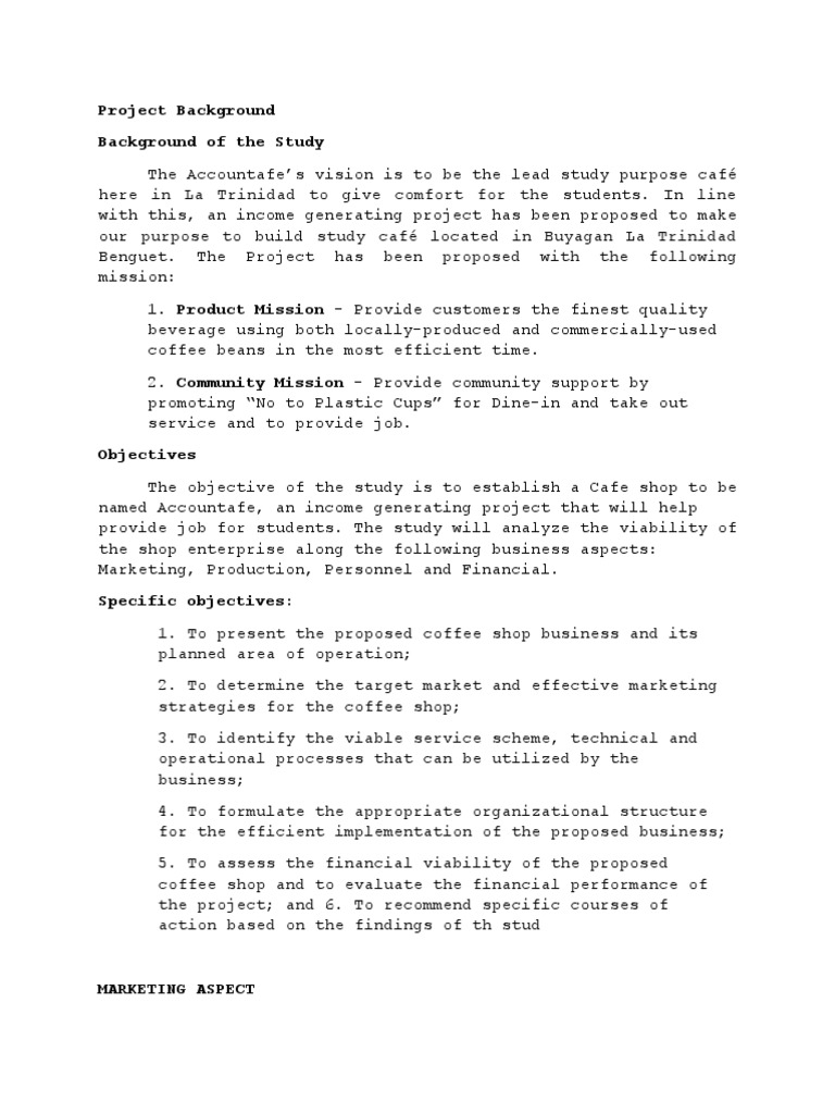 Project Background Background of The Study | PDF | Retail | Menu