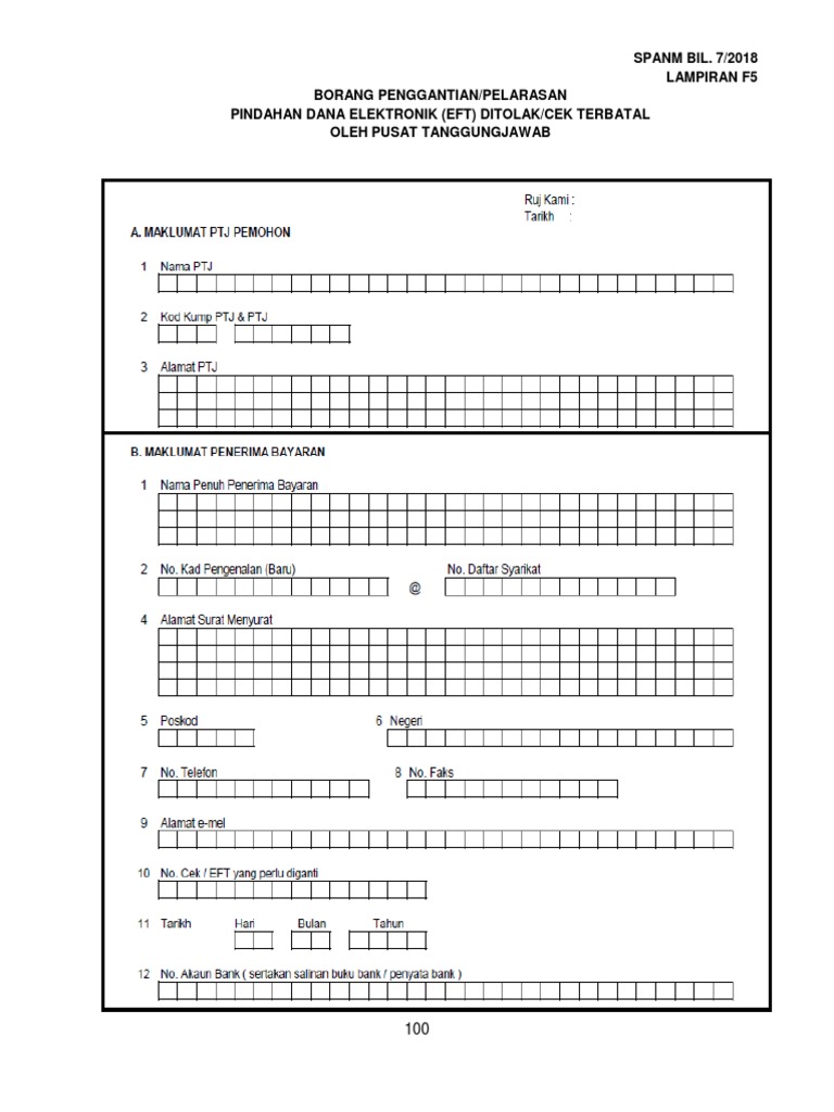 f5 Borang Penggantian Eft | PDF