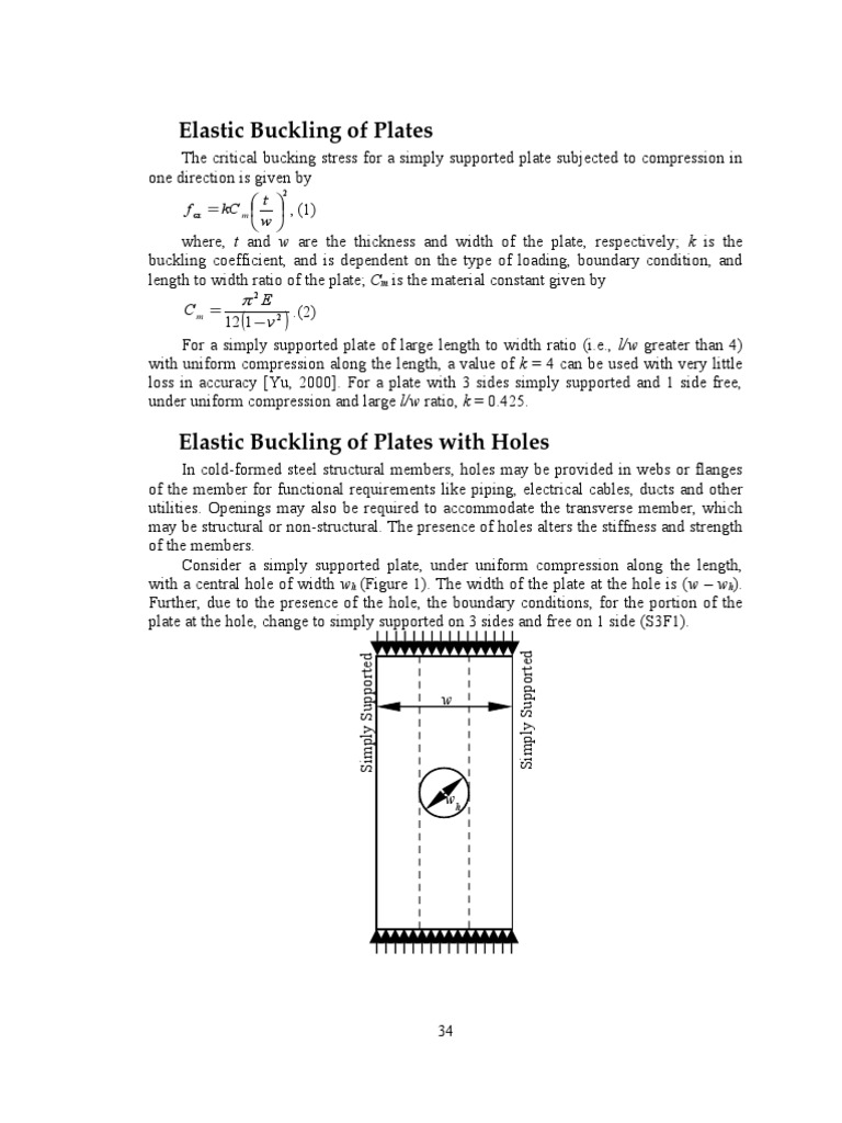 Elastic Buckling of Plates With Hole | Buckling | Finite Element Method