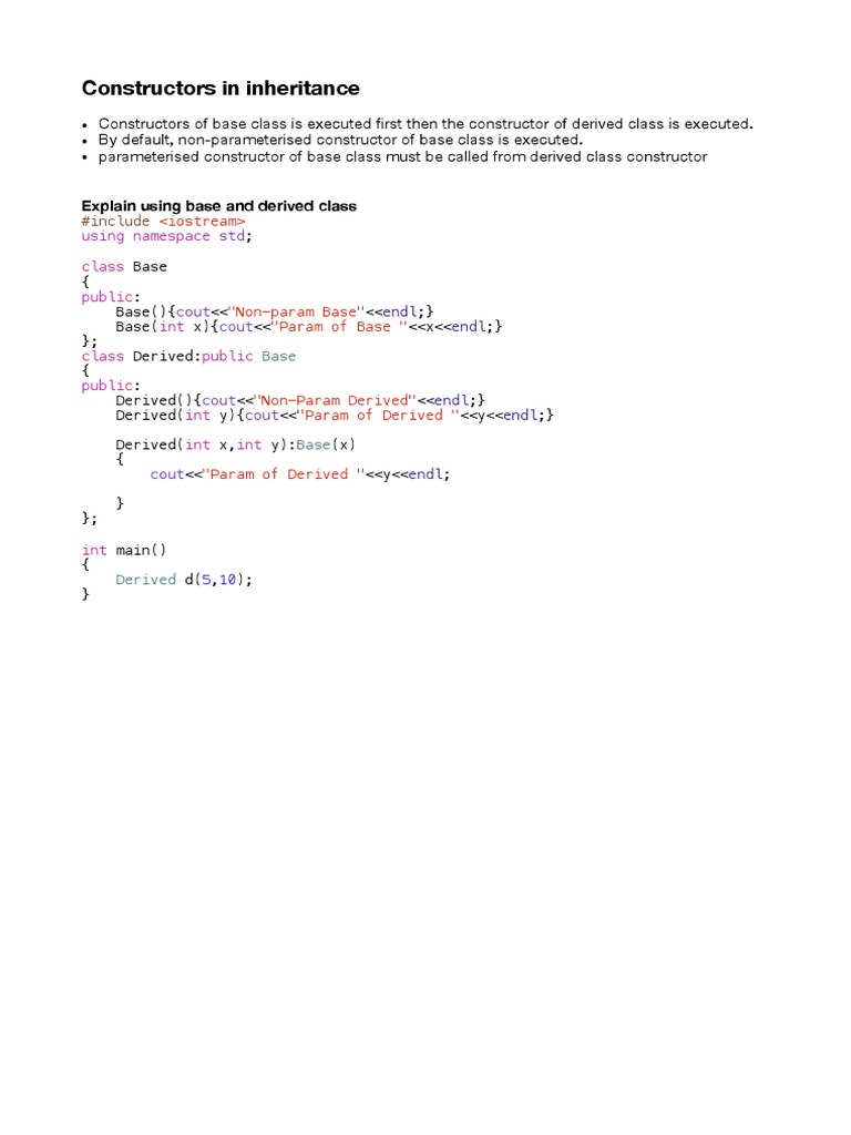 C++ Inheritance Constructor Overview | PDF | Teaching Methods ...