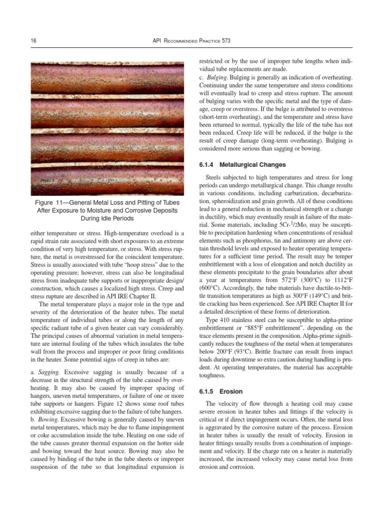 General Metal Loss, Bowing, Saging (API 573) | PDF | Fracture | Creep ...