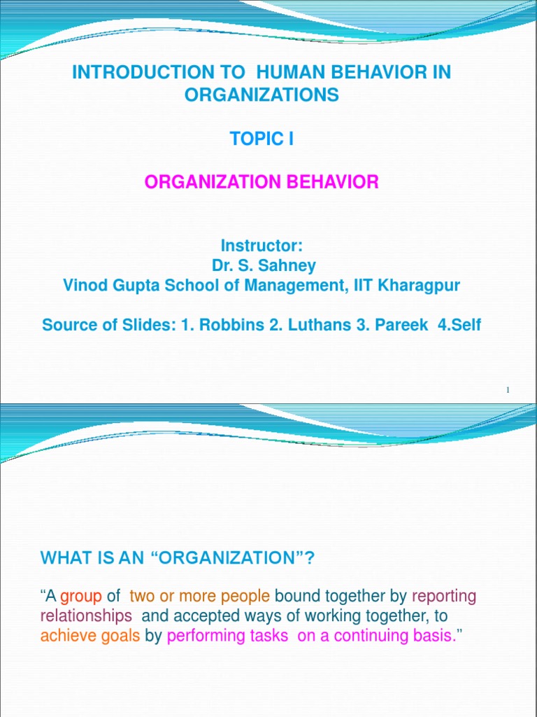 Understanding Human Behavior in Organizations: An Introduction to ...