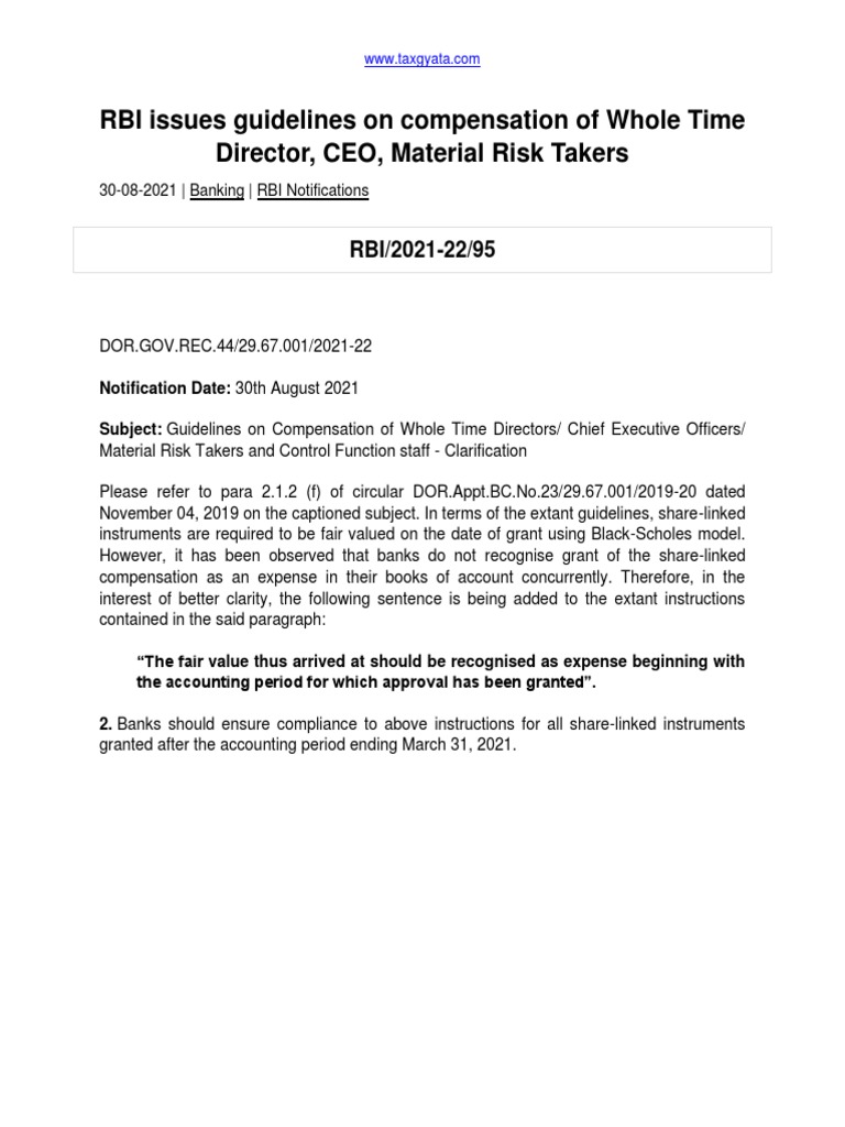 Reserve Bank of India - Index To RBI Circulars | PDF