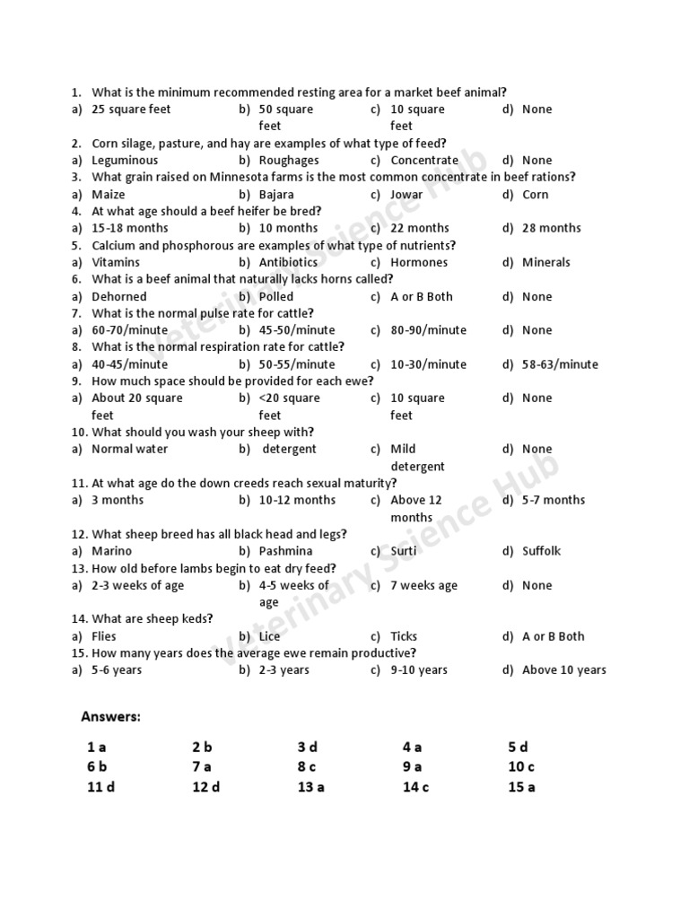 MCQ PDF 16 LPM | PDF | Sheep | Maize
