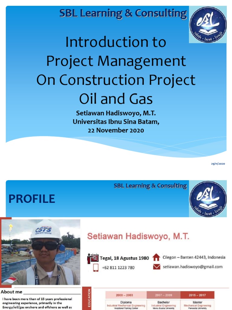 Introduction To Project Management in Oil & Gas Contruction | PDF ...