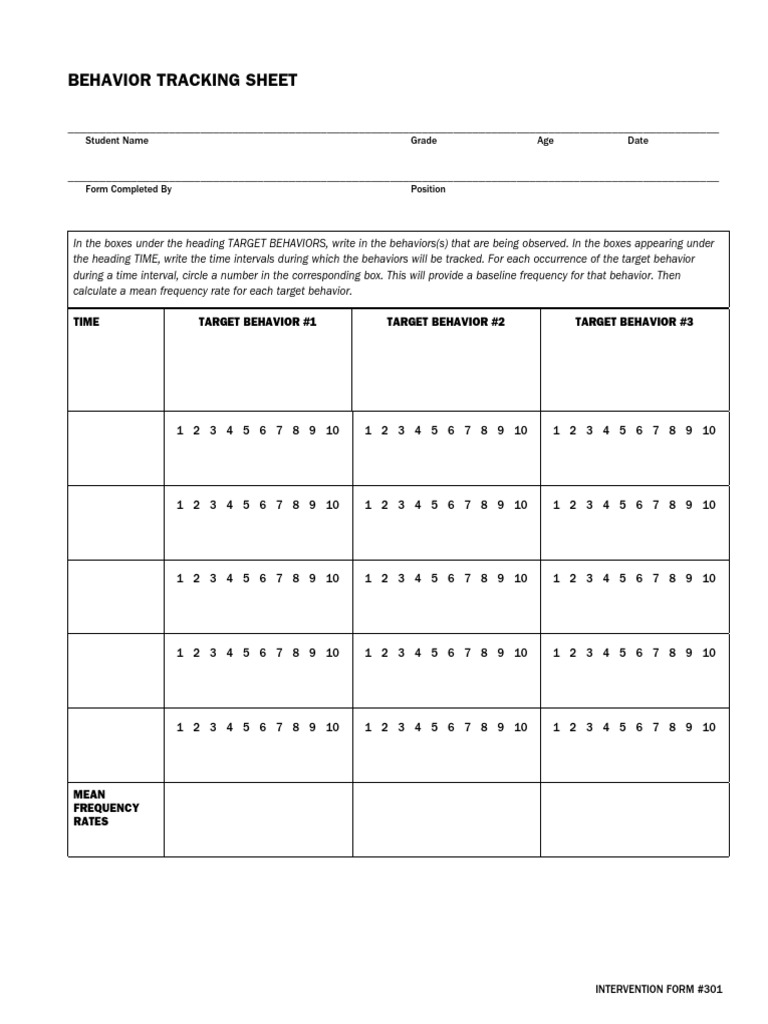 ADHD Behavior Tracking Sheet | PDF