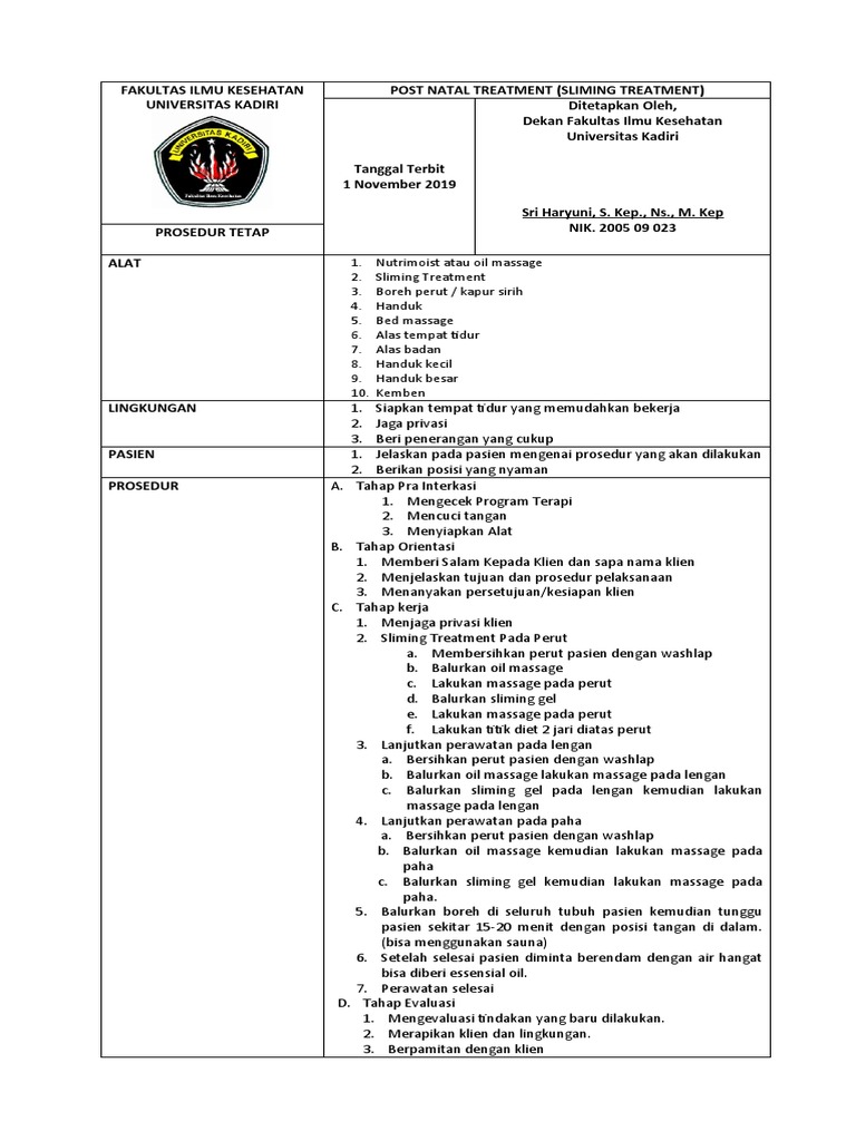 SOP Sliming Treatment | PDF