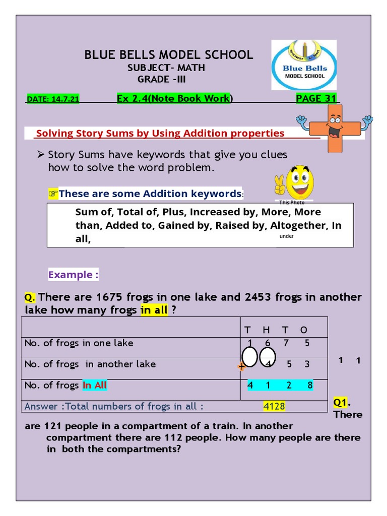 Addition Story Sums for Grade 3 | PDF