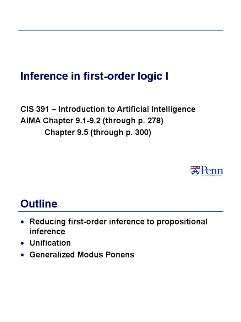 Inference in First-Order Logic I | PDF | First Order Logic ...