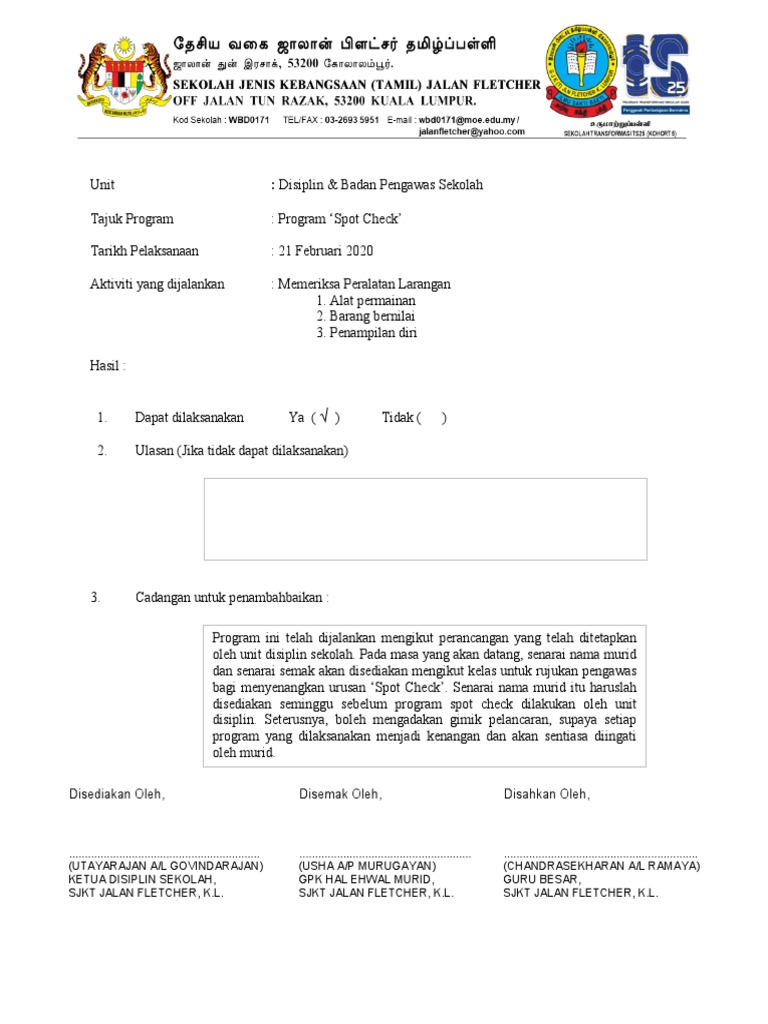 Laporan Spot Check | PDF