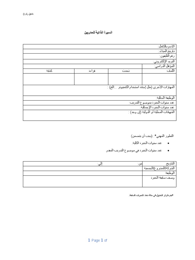 CV Form - Arabic | PDF