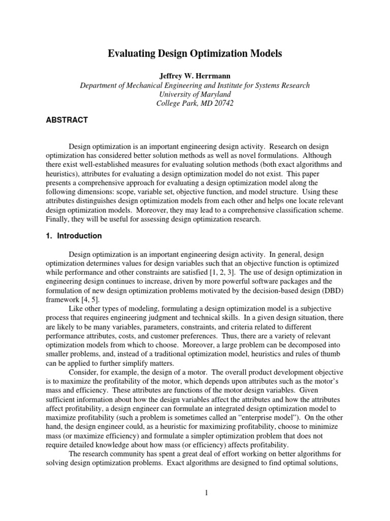 Evaluating Design Optimization Models | PDF | Mathematical Optimization | Conceptual Model