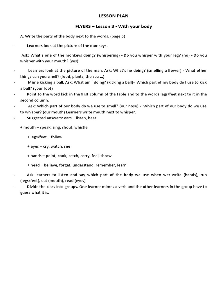 Flyers LESSON PLAN Unit 3 | PDF