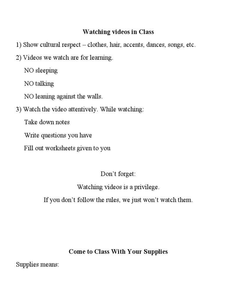 History Classroom Rules | PDF