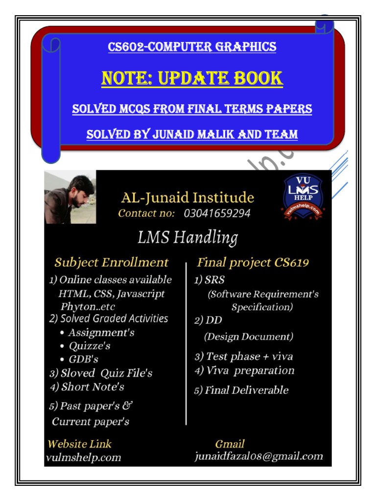 CS602 Solved MCQs Final Term by JUNAID-1 | PDF | Curve | Reflection (Physics)