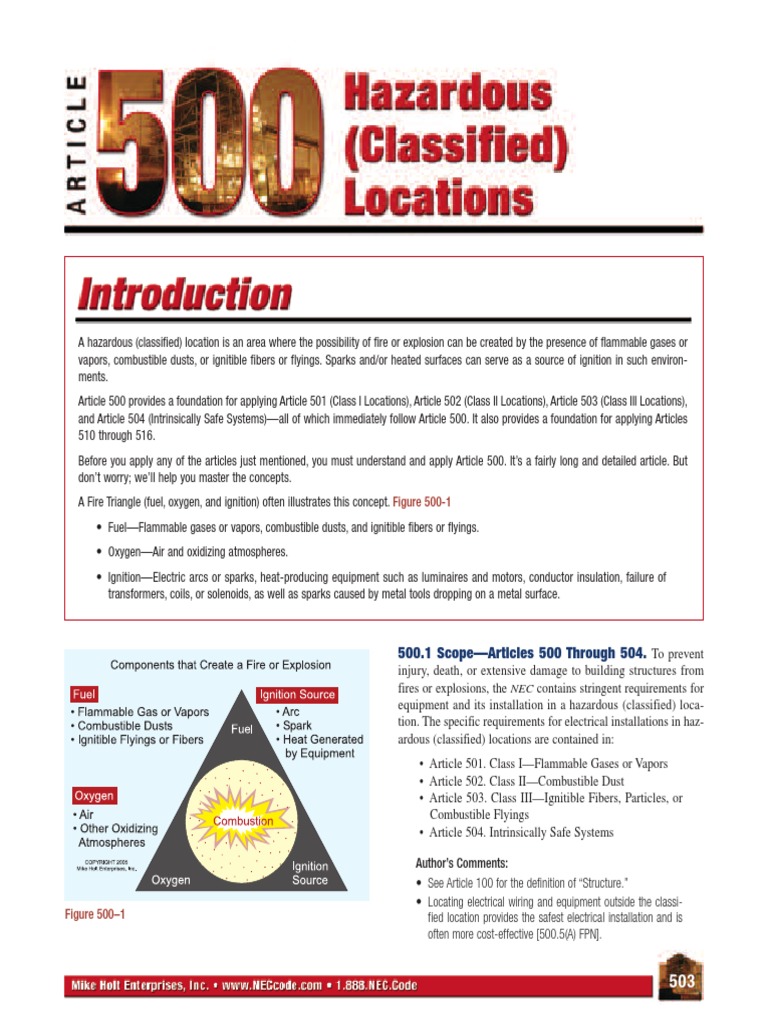 NEC Art 500 | PDF | Combustion | Fires