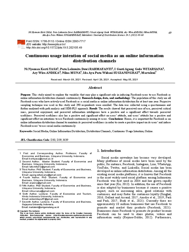 Continuous Usage Intention Of Social Media As An Online Information