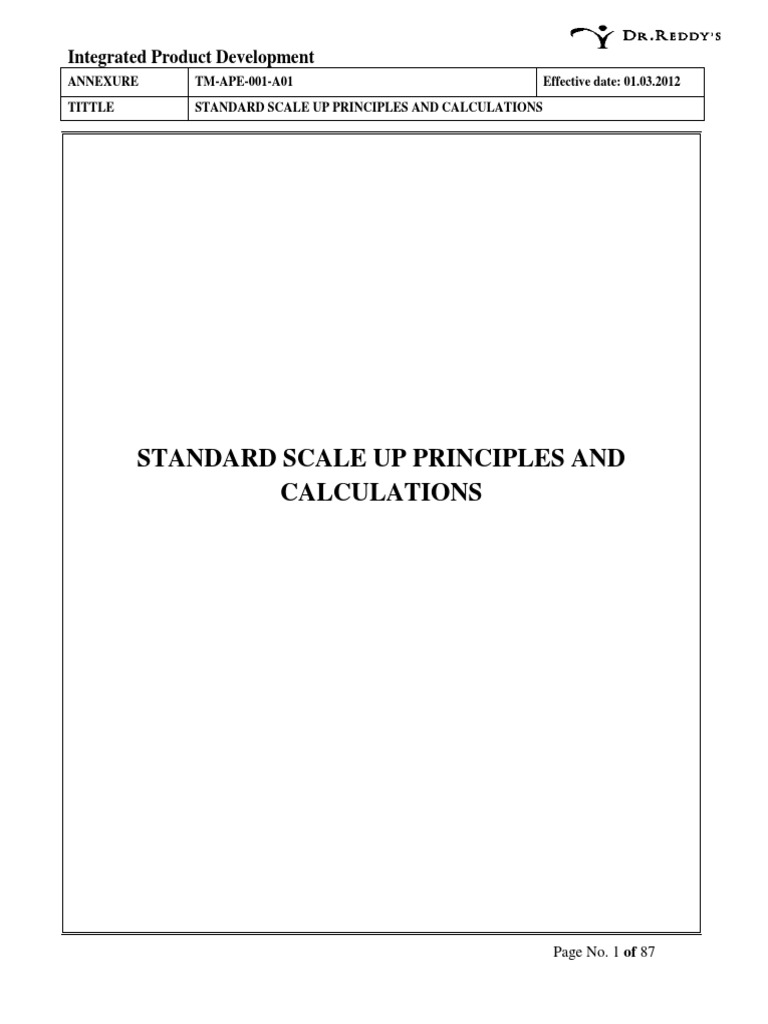 Scale-Up Principles and Calculations | PDF | Reynolds Number | Turbulence