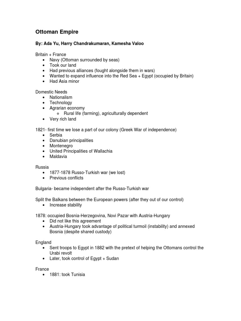Ottoman Empire's Decline & Conflicts | PDF | Ottoman Empire | Politics ...