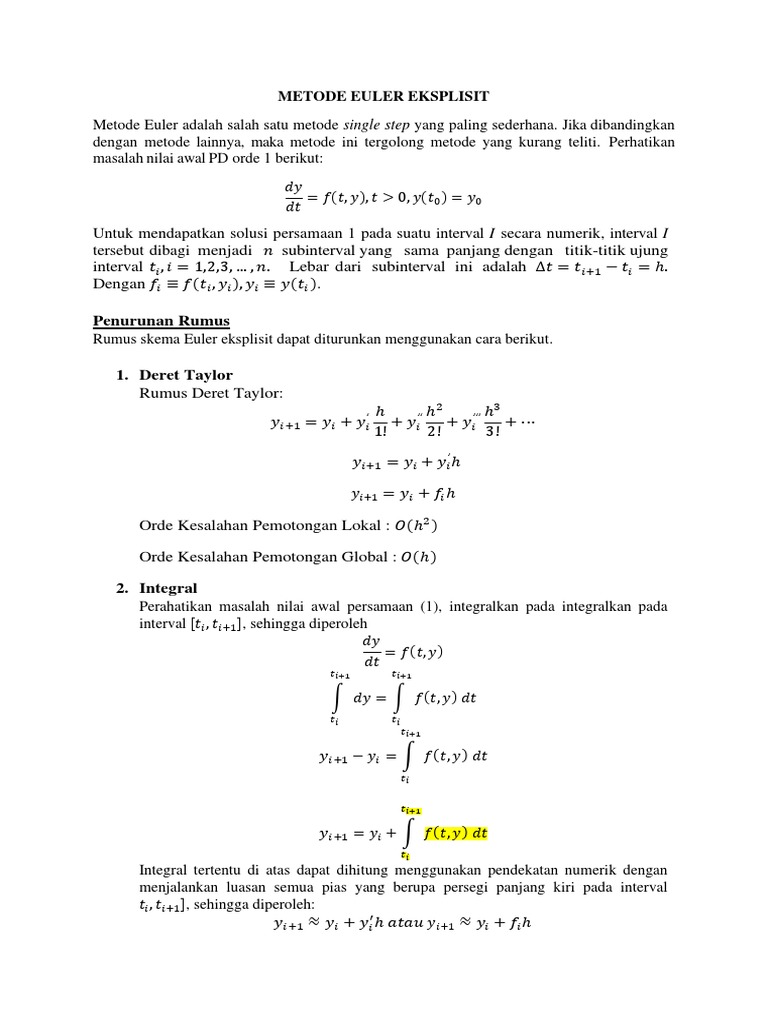 Metode Euler Eksplisit | PDF