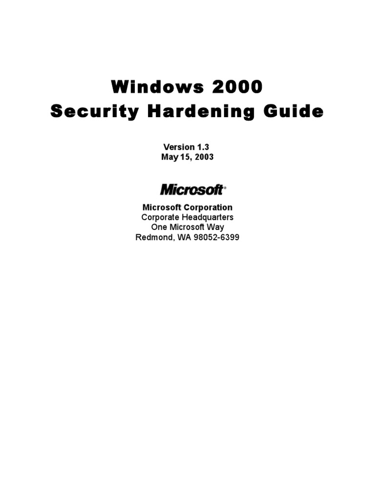 Windows 2000 Hardening Guide | PDF | Windows 2000 | Password
