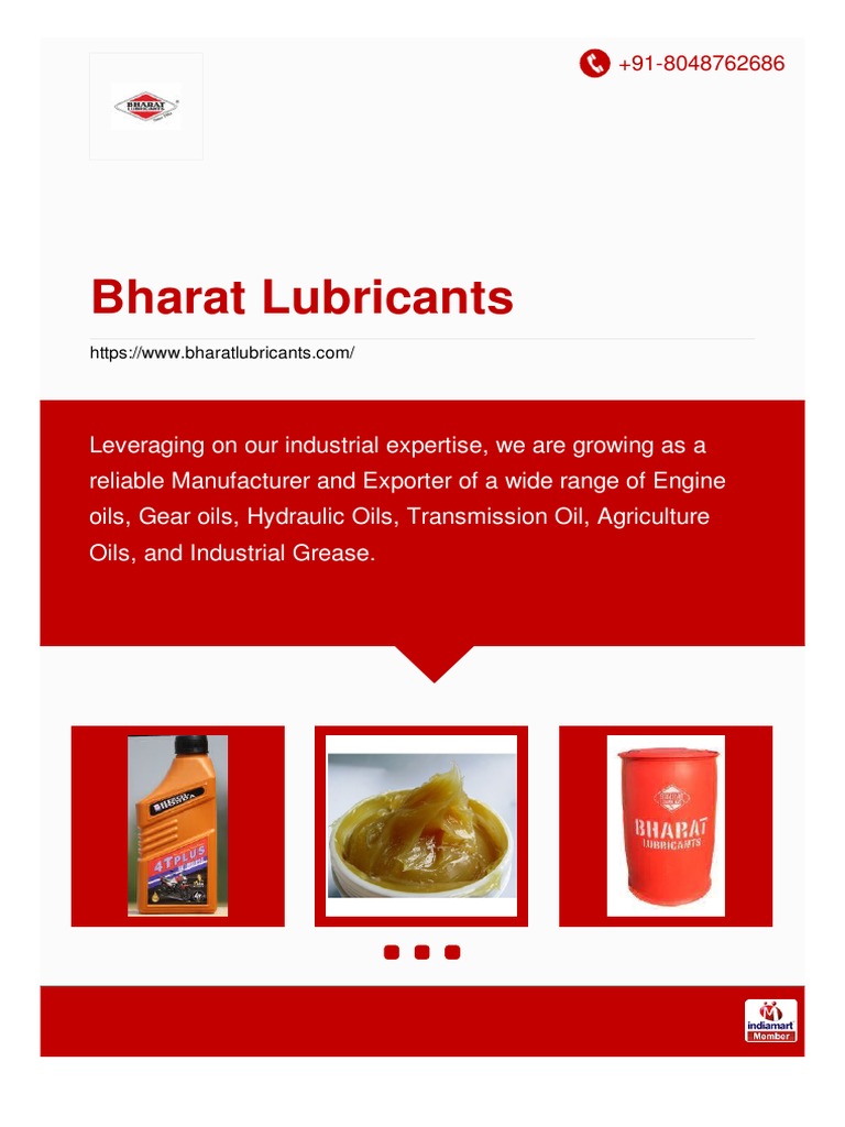 Bharat Lubricants | PDF | Motor Oil | Lubricant