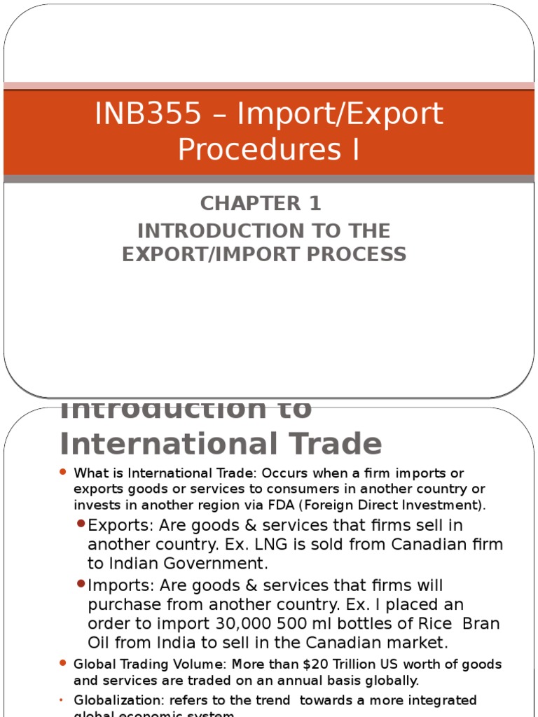 Chapter 1 Introduction To The Export and Import Process | PDF | Pro ...